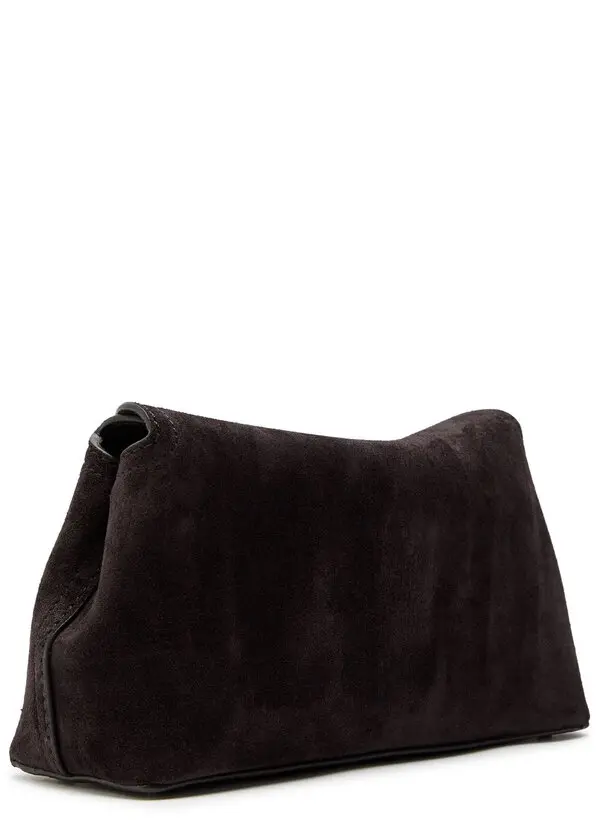 TOTEME T-lock Suede Clutch - Dark Brown