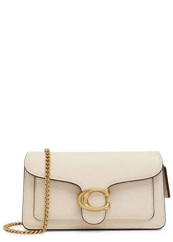 COACH Tabby 19 Grained Leather Wristlet Bag - White