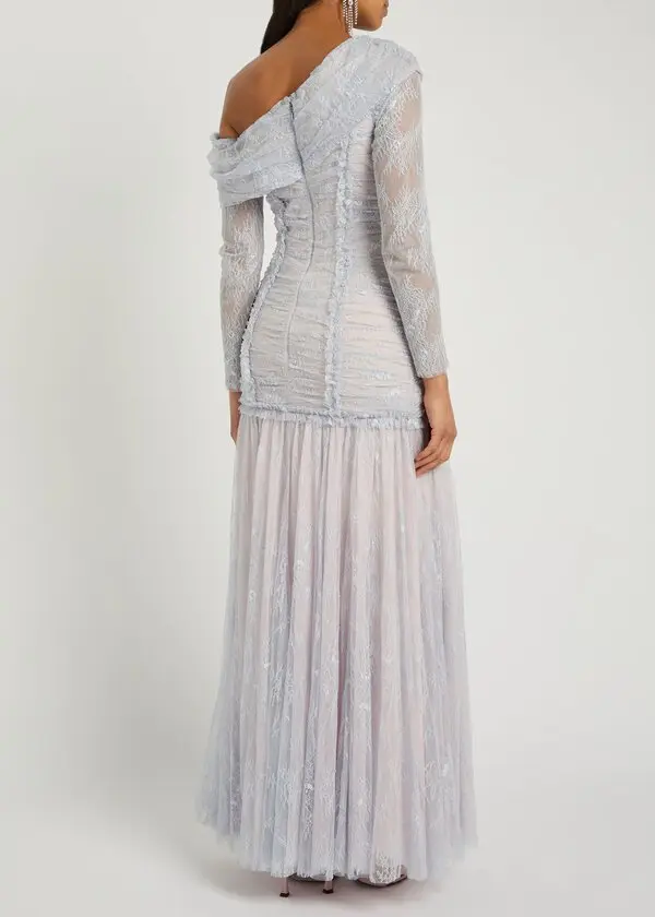 NEEDLE & THREAD Gigi Lace One-shoulder Tulle Gown