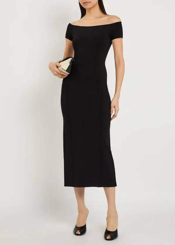 JOSEPH Stretch-knit Midi Dress - Black