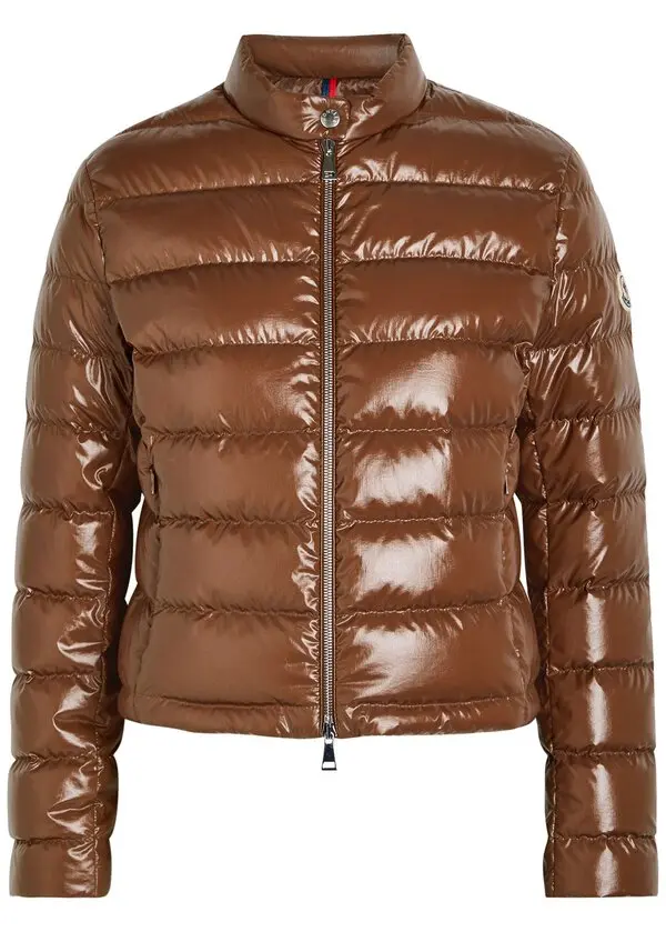 Moncler Padded Glossed Shell Jacket - Brown
