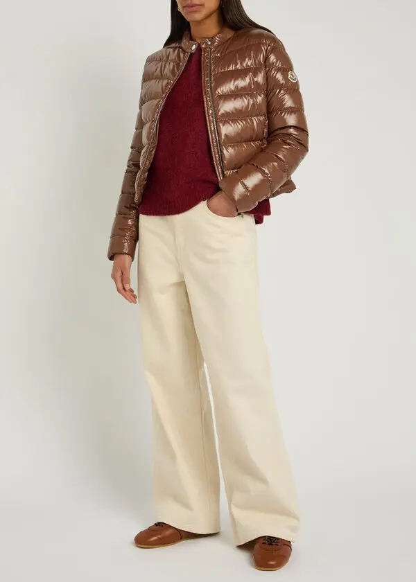 Moncler Padded Glossed Shell Jacket - Brown