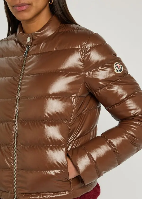 Moncler Padded Glossed Shell Jacket - Brown