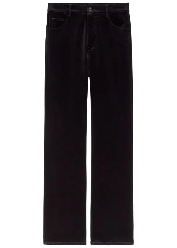 NILI LOTAN Joan Straight-leg Velvet Trousers - Black
