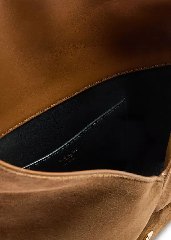 Saint Laurent Envelope Suede Pouch - Brown