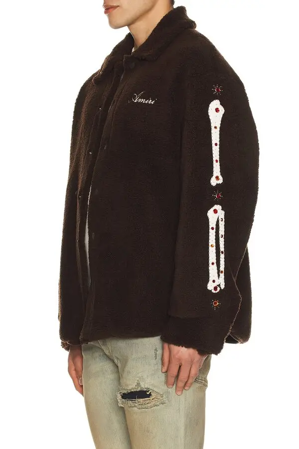 Amiri Bones Studded Overshirt In Brown