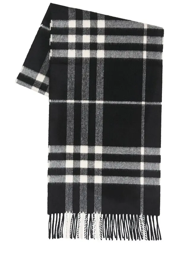 Burberry Giant Check Cashmere Scarf In Black - Black & Calico