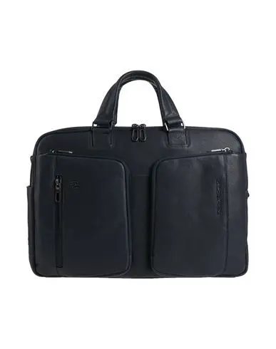PIQUADRO Pebbled Leather Computer Bag - Navy