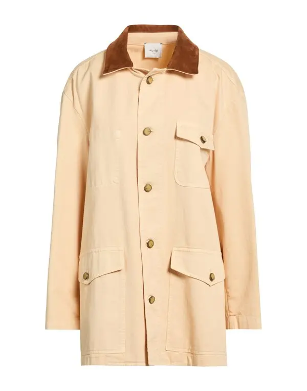 ALYSI Cotton Twill Jacket With Leather Details