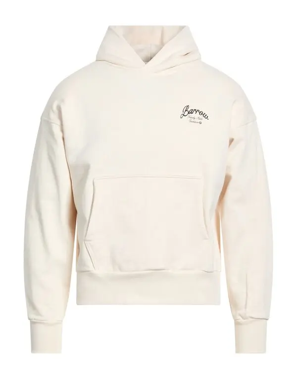 BARROW Solid Cotton Blend Hooded Sweatshirt - White