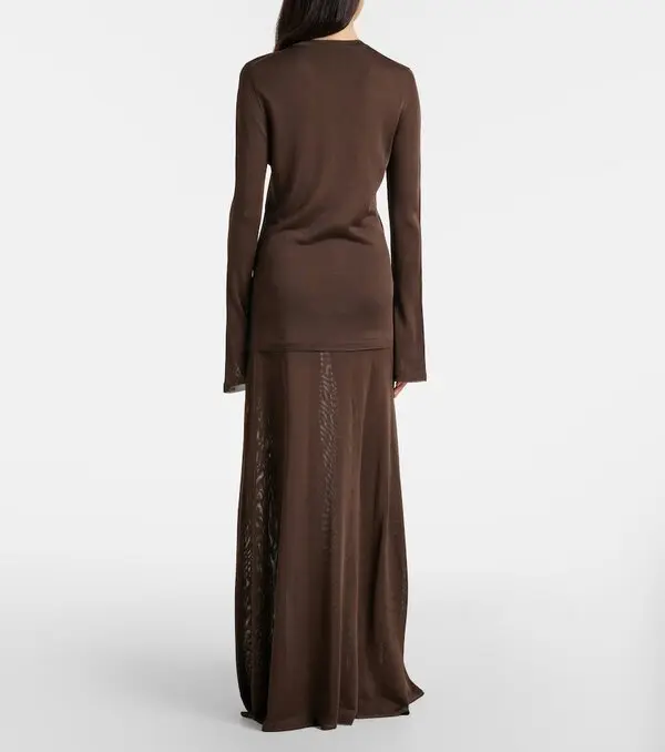 TOM FORD Mesh Maxi Skirt - Brown