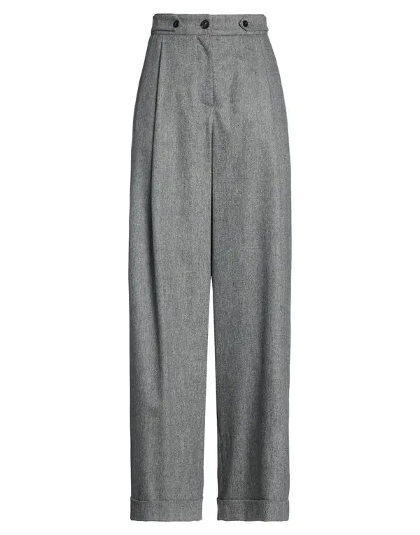 Emporio Armani Wide Leg Virgin Wool-blend Pants