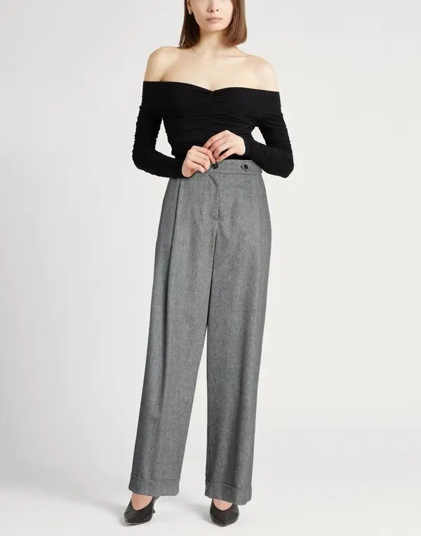 Emporio Armani Wide Leg Virgin Wool-blend Pants