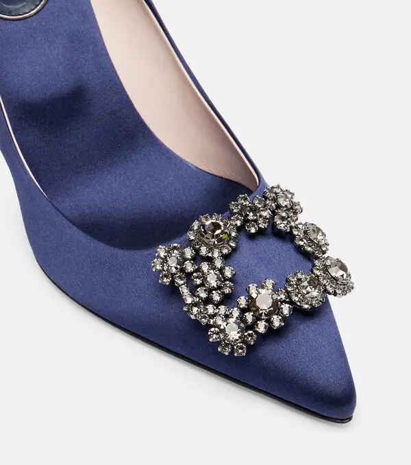 ROGER VIVIER Embellished Satin Pumps - Blue