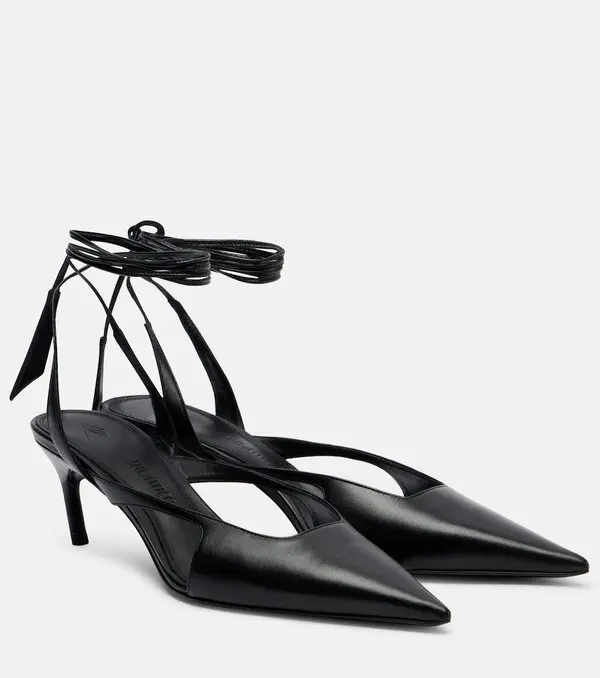 Attico Diane 55 Leather Slingback Pumps - Black