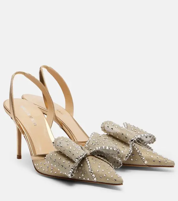 Mach & Mach Le Cadeau 85 Mesh Slingback Pumps - Gold