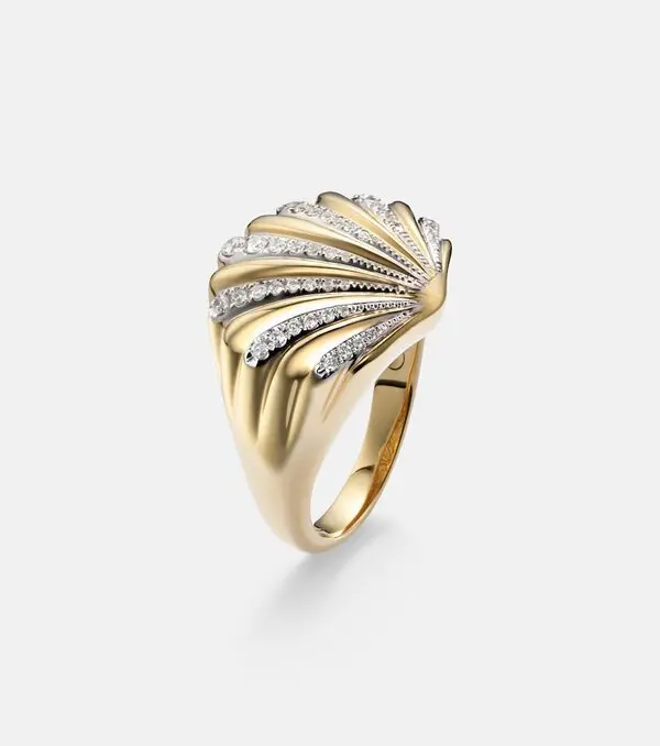 Yvonne Léon 18kt Yellow Diamond Shell Signet Ring