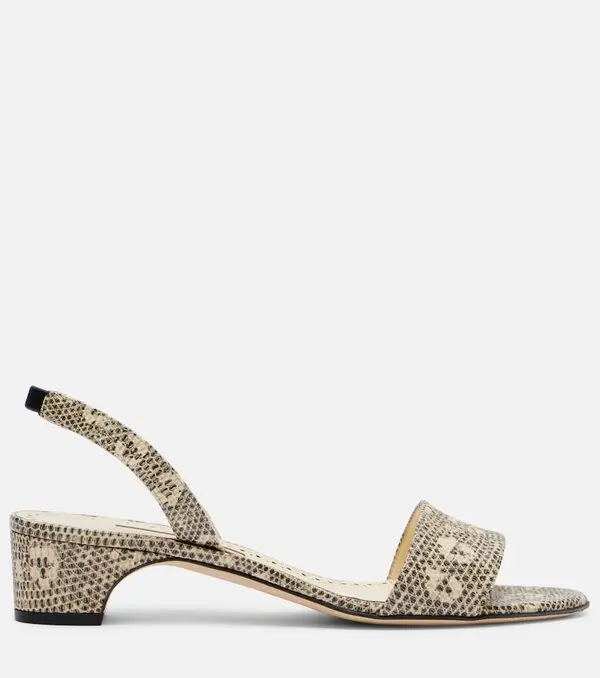 Manolo Blahnik Patobarnu 30 Lizard-effect Leather Sandals - Multicoloured