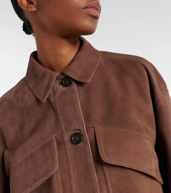 Brunello Cucinelli Monili Cropped Suede Jacket - Brown