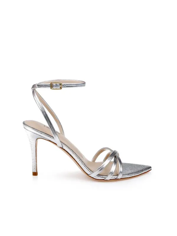 L'Agence Dua Leather Sandal - Silver Lizard