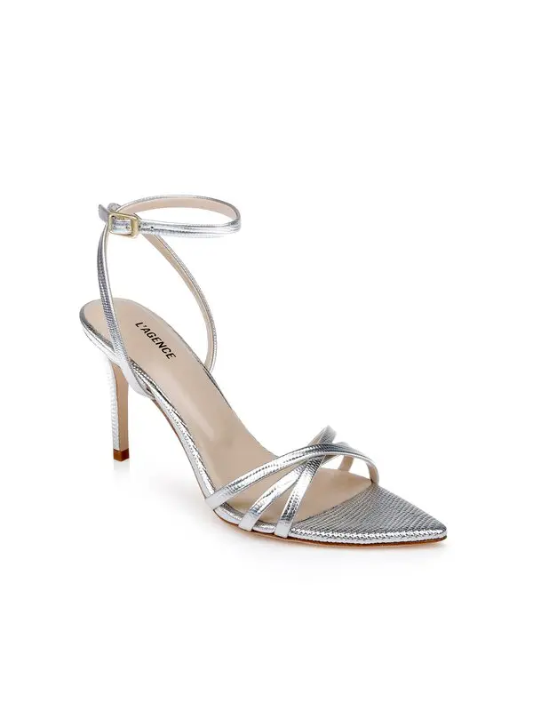 L'Agence Dua Leather Sandal - Silver Lizard