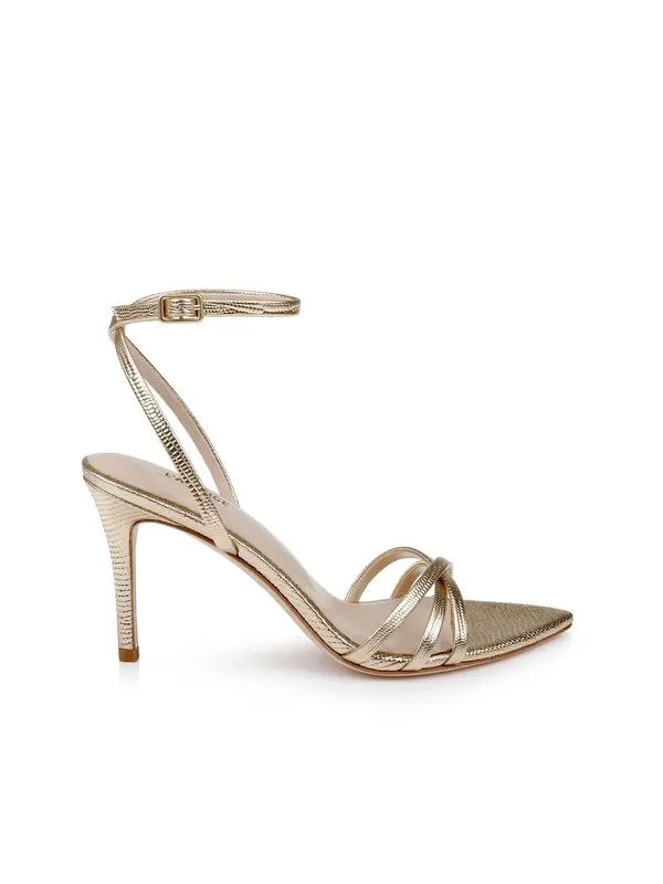 L'Agence Dua Leather Sandal - Gold Lizard Leather