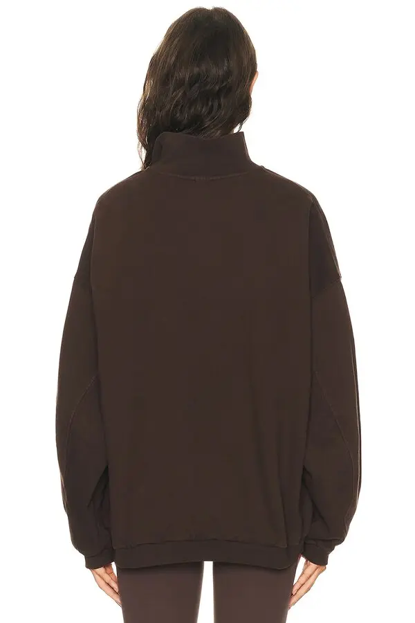 SKIMS Boyfriend Fleece Slouchy Turtleneck Pullover Sweatshirt - Espresso