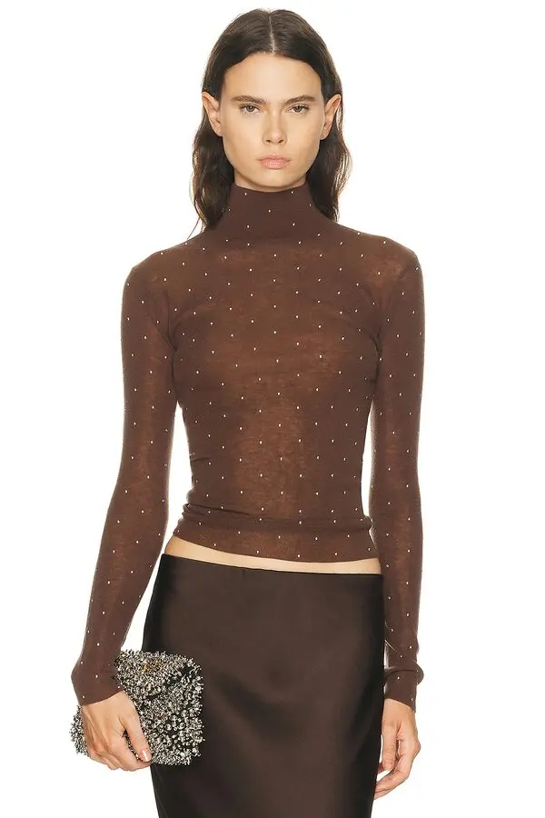 Rabanne Studded Turtleneck - Brown