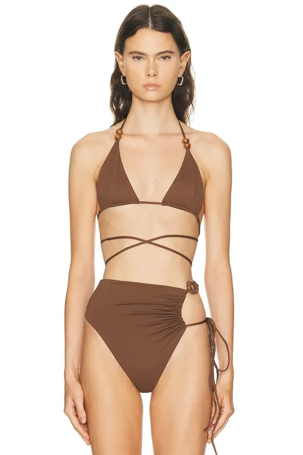 Magda Butrym Triangle Bikini Top - Brown
