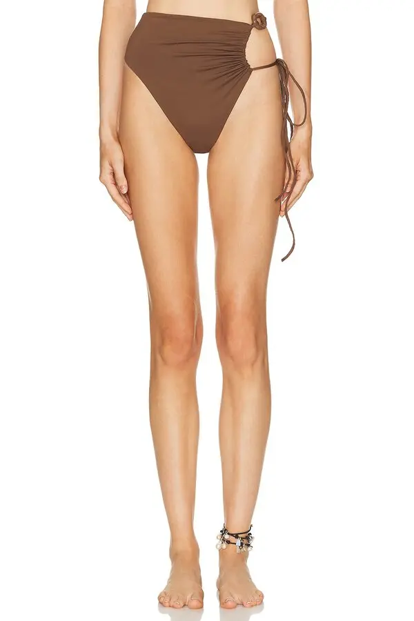 Magda Butrym High Waisted Bikini Bottom - Brown