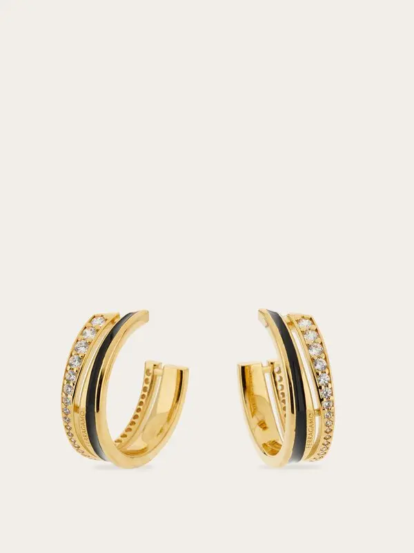 FERRAGAMO Crystal And Enamel Hoop Earrings - Gold