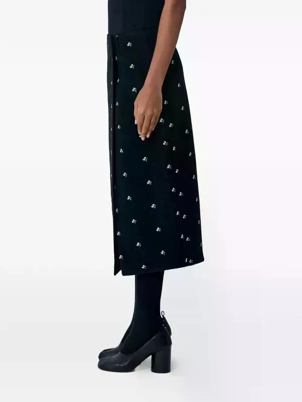 RIER Embroidered Wrap Midi Skirt