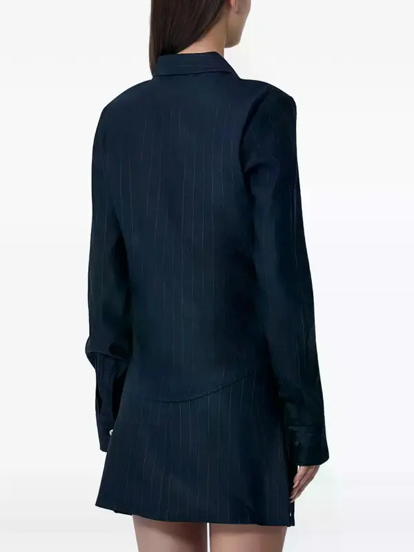 Our Legacy Pinstripe Zip Shirt - Blue