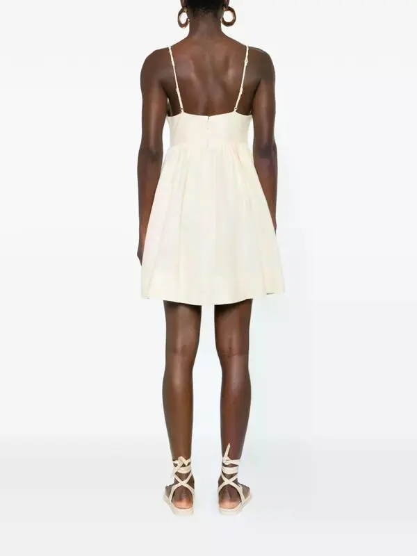 Farm Rio Palm Tree-embroidered Mini Dress - Neutrals