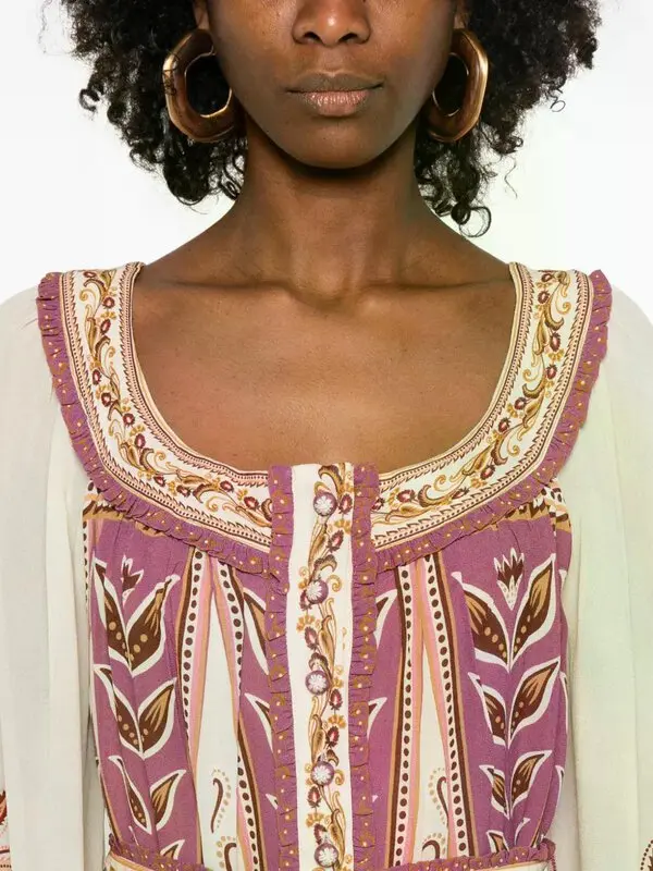 Farm Rio Floral Tie-waist Mini Dress - Neutrals