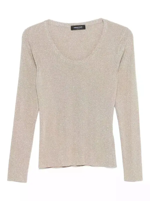 Fabiana Filippi Scoop-neck Long-sleeve Top