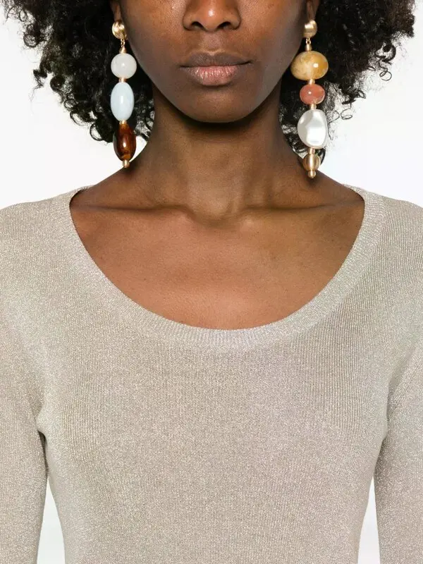Fabiana Filippi Scoop-neck Long-sleeve Top