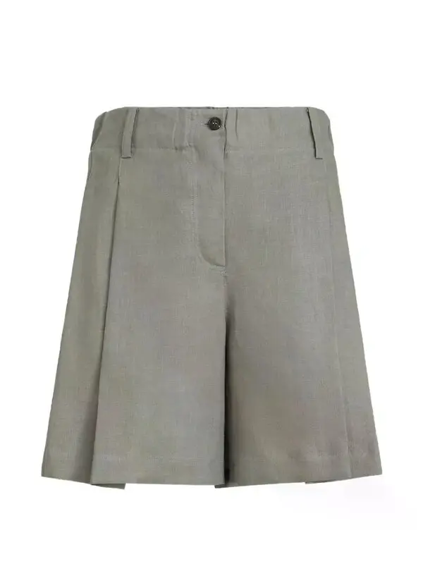 Brunello Cucinelli Linen Shorts With Drawstring And Pleats - Grey