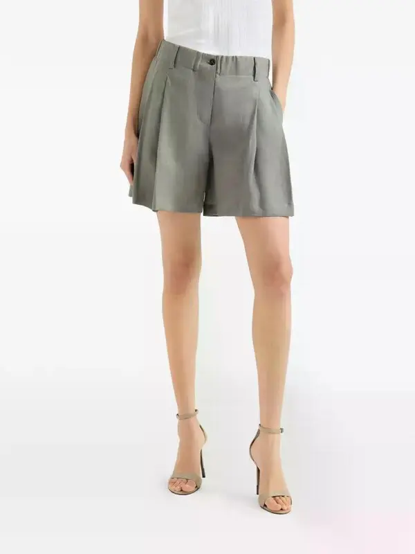 Brunello Cucinelli Pleated Linen Shorts - Grey