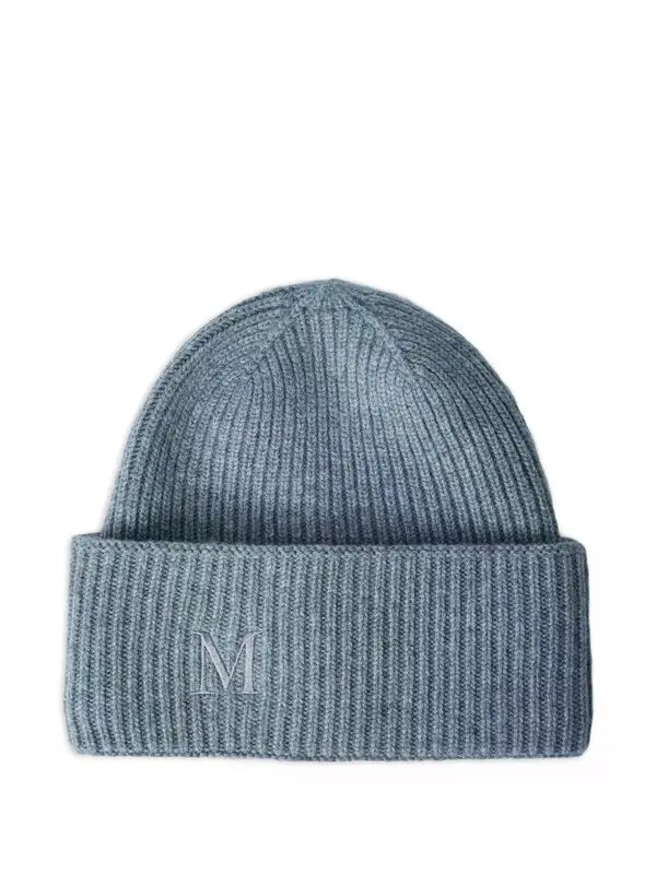 Max Mara Logo-motif Knitted Beanie - Grey