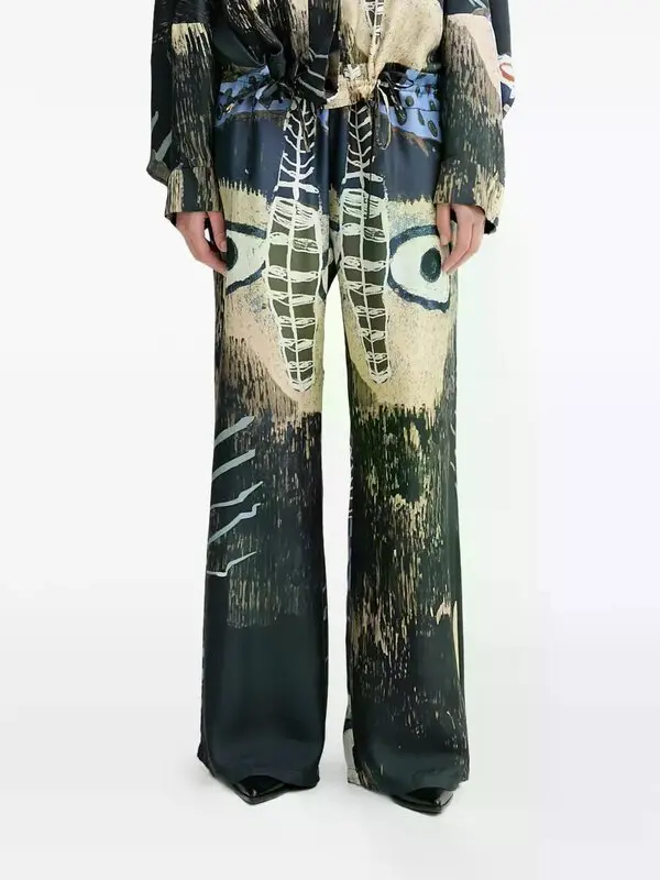 Munthe Arum Printed Wide-leg Trousers - Black