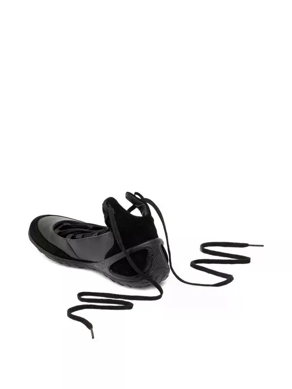 Ecco Biom Lite Lace-up Ballet Flats - Black