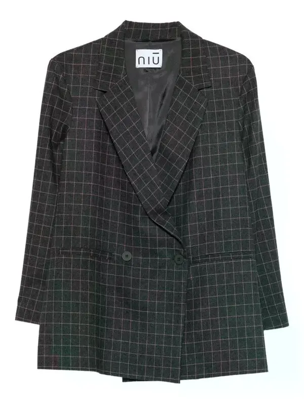 NIU Double-breasted Check Blazer