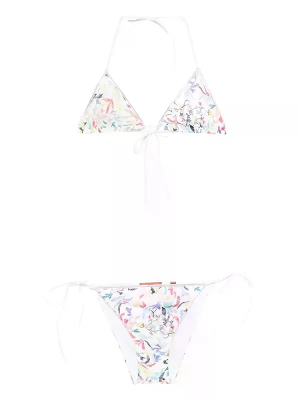 Missoni Floral-print Triangle Bikini - White