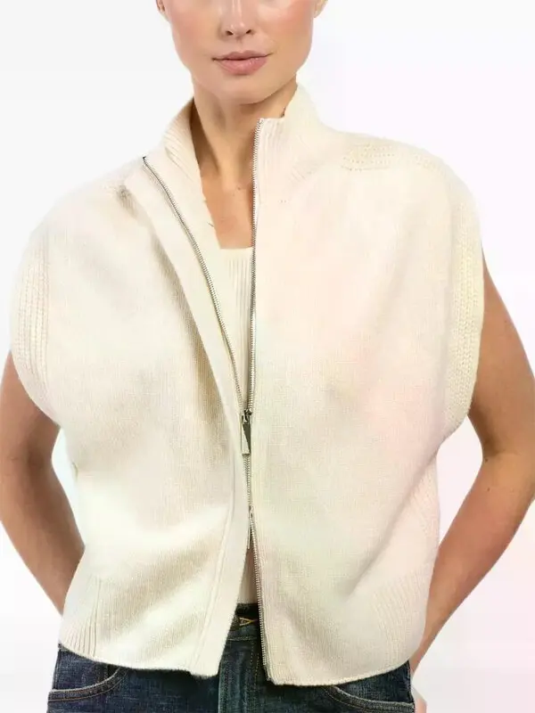 SA SU PHI Zip-up Sleeveless Cardigan - Neutrals