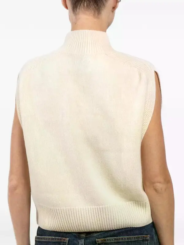 SA SU PHI Zip-up Sleeveless Cardigan - Neutrals