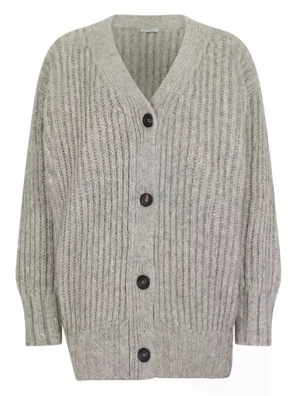 Malo Button-up Ribbed Cardigan - Grey