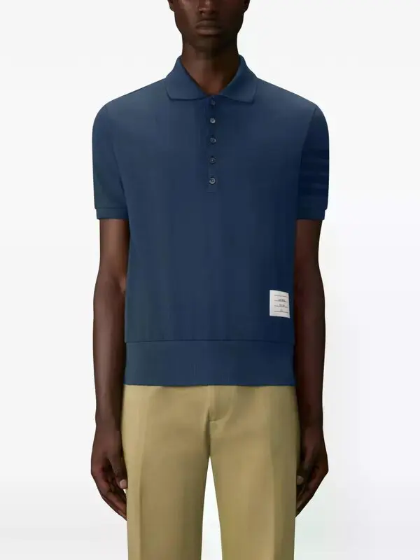 Thom Browne 4-bar Buttoned-up Polo Shirt - Blue