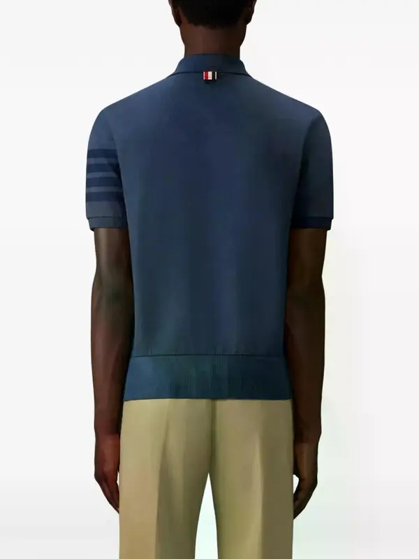 Thom Browne Garment Overdyed Jersey 4-bar Polo Shirt - Blue