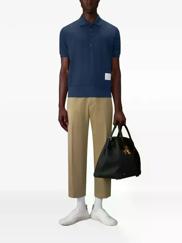 Thom Browne Garment Overdyed Jersey 4-bar Polo - Blue